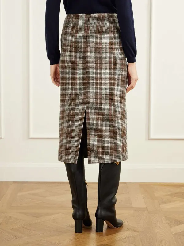 Giuliva Heritage The Virginia Checked Wool Knee-length Skirt