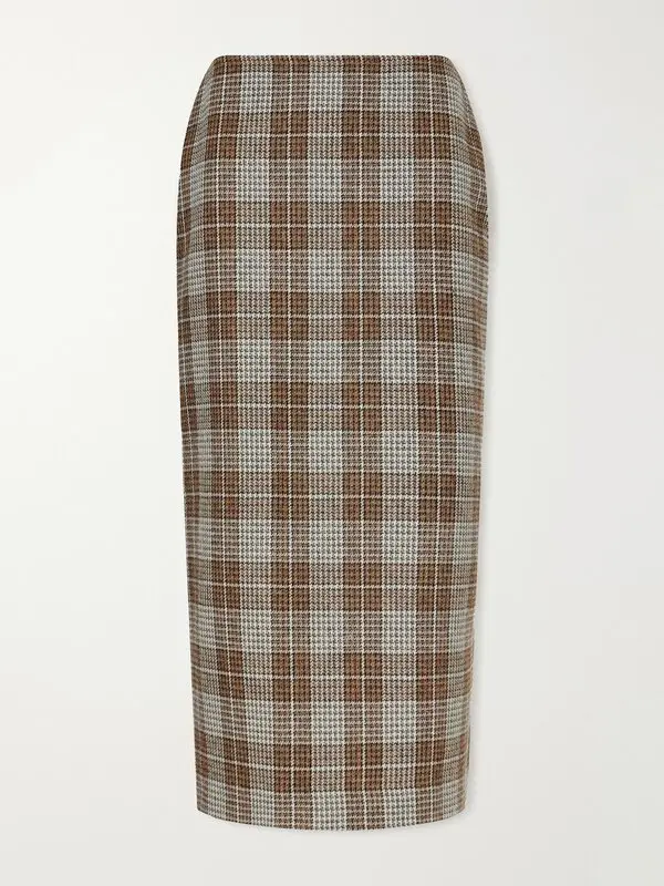 Giuliva Heritage The Virginia Checked Houndstooth Wool Knee-length Skirt - Multi