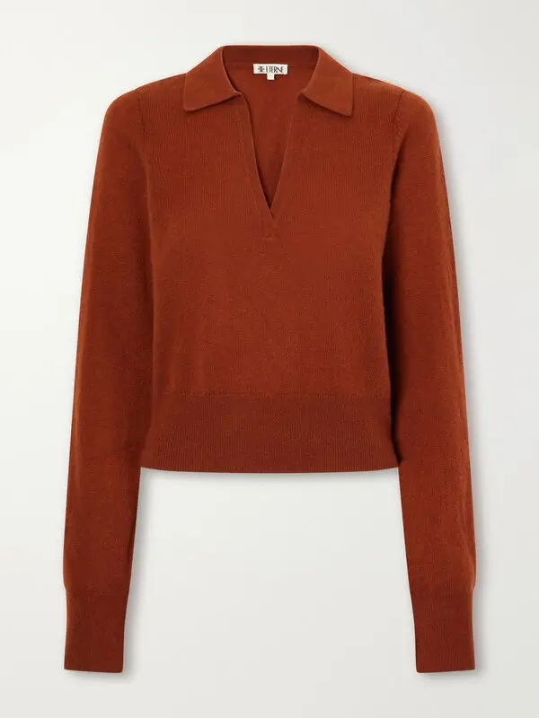 Eterne Vance Cashmere Polo Sweater - Red