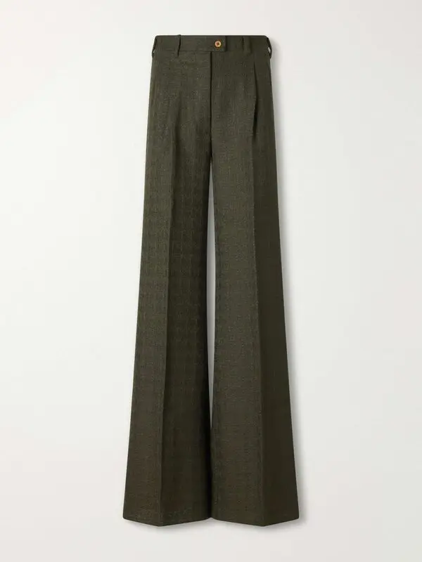 Giuliva Heritage The Jasmine Pleated Virgin Wool-blend Bouclé Wide-leg Pants
