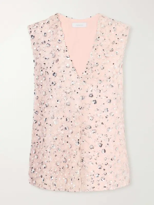 Rabanne Haut Bead And Sequin-embellished Crepe Blouse