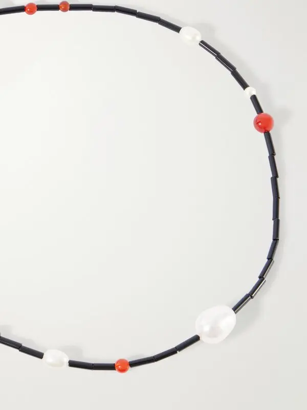 SOPHIE BUHAI Celestial Sterling Pearl, Carnelian And Onyx Beaded Necklace