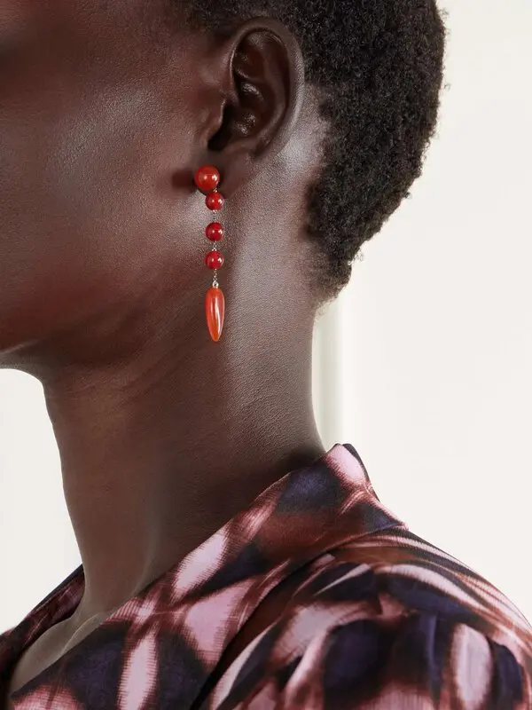 SOPHIE BUHAI Phoenician Small Sterling Silver And Carnelian Beaded Earrings