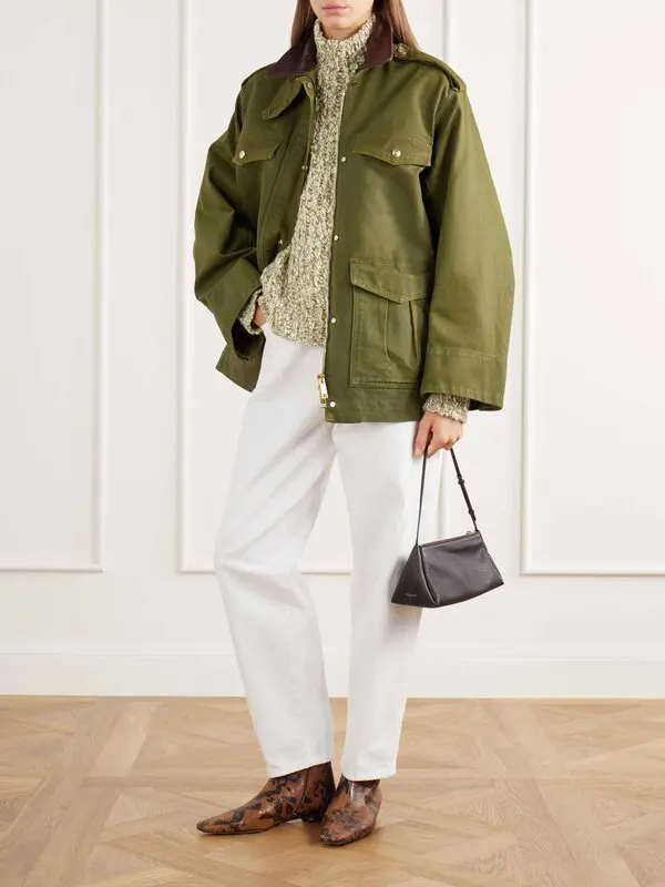 RÙADH The Ettienne Leather-trimmed Duck Cotton-canvas Coat