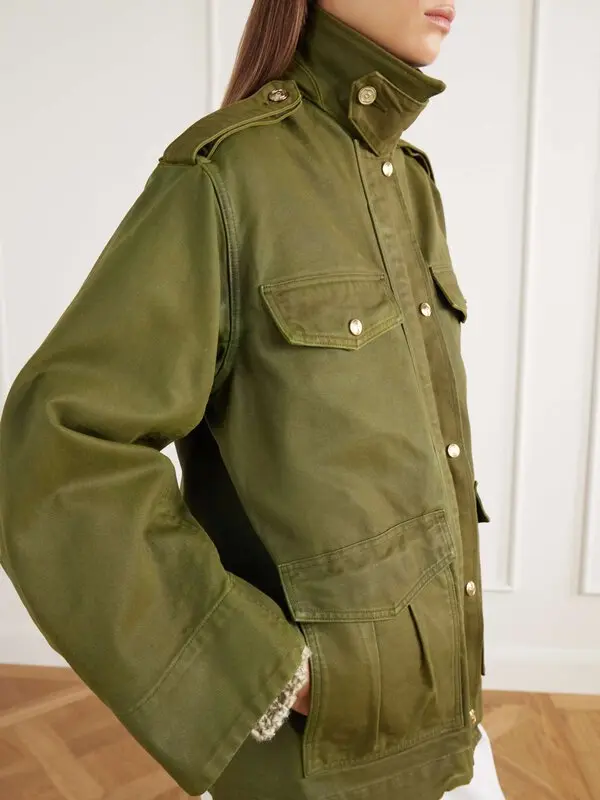 RÙADH The Ettienne Leather-trimmed Duck Cotton-canvas Coat