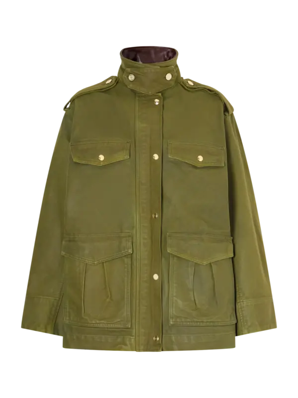 RÙADH The Ettienne Leather-trimmed Cotton Duck-canvas Coat - Green