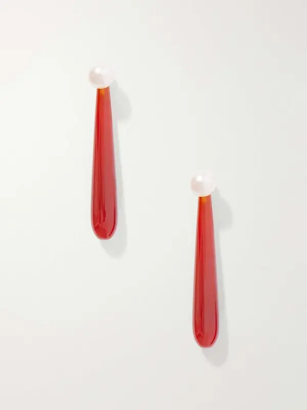 SOPHIE BUHAI Angelyne Medium Sterling Silver, Carnelian And Pearl Earrings