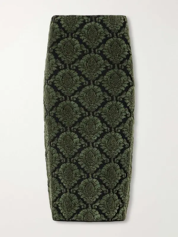 SHUSHU/TONG Cotton-blend Jacquard Midi Pencil Skirt