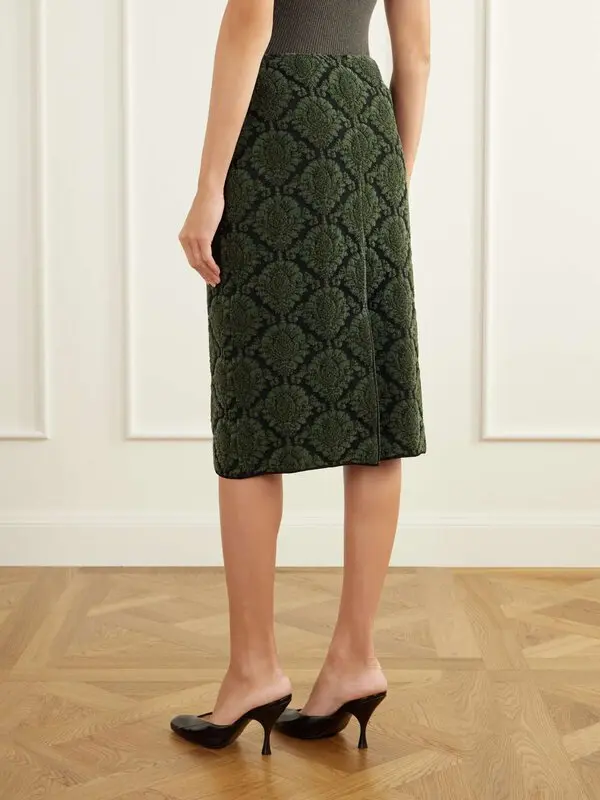 SHUSHU/TONG Cotton-blend Jacquard Midi Pencil Skirt
