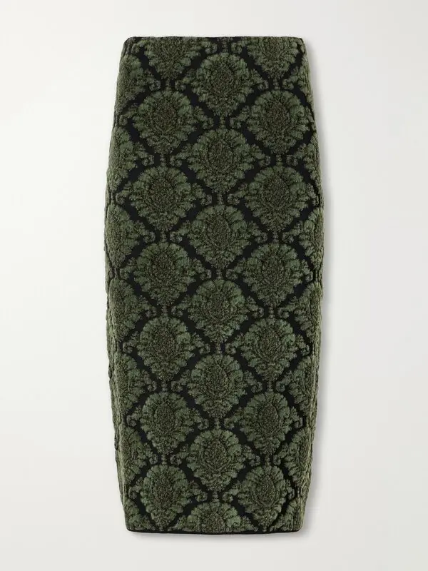 SHUSHU/TONG Cotton-blend Pile-jacquard Knee-length Skirt - Multi
