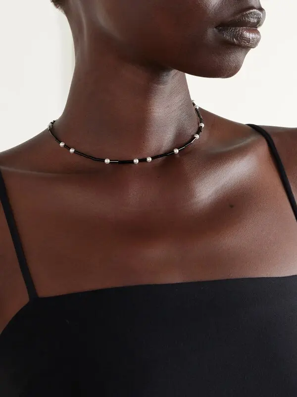 SOPHIE BUHAI Night Sky Sterling Pearl And Onyx Beaded Necklace
