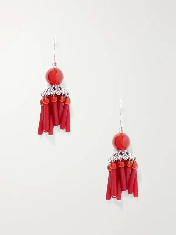 SOPHIE BUHAI Petite Flamenco Tasseled Sterling Silver And Carnelian Earrings - Red