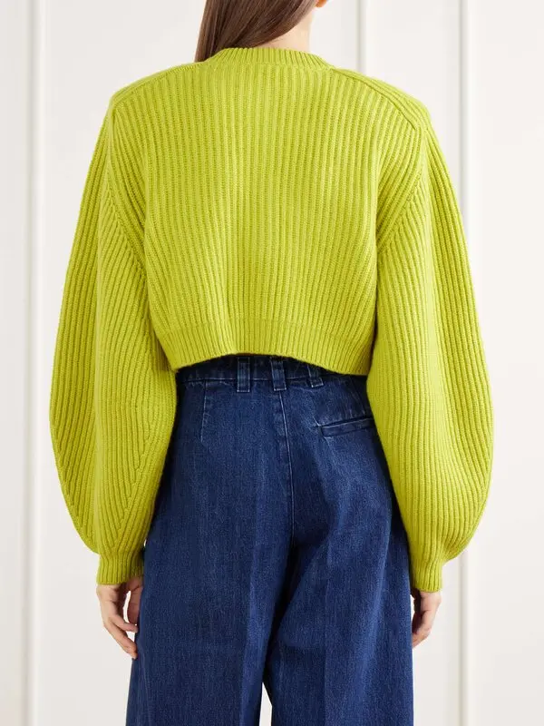 RÙADH The Cadogan Cropped Ribbed Cashmere Cardigan