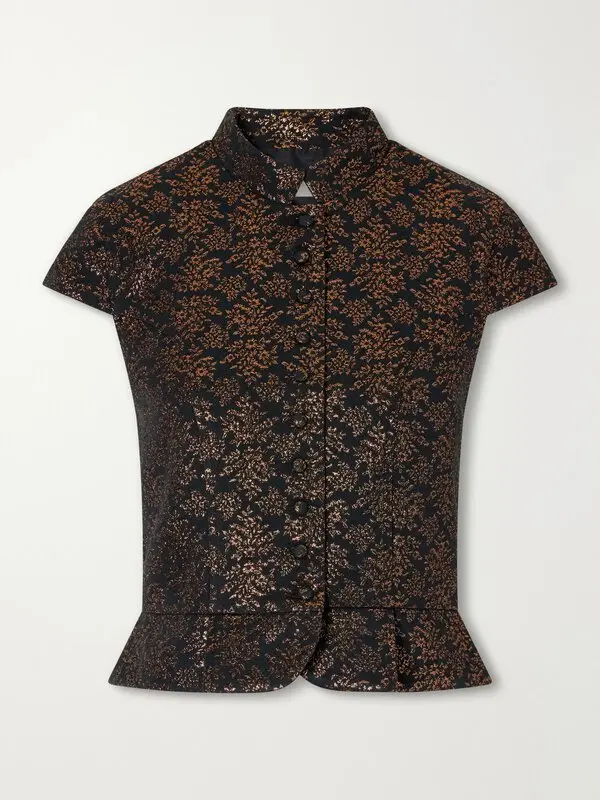 DESTREE Amoako Peplum Floral-jacquard Brocade Blouse - Multi