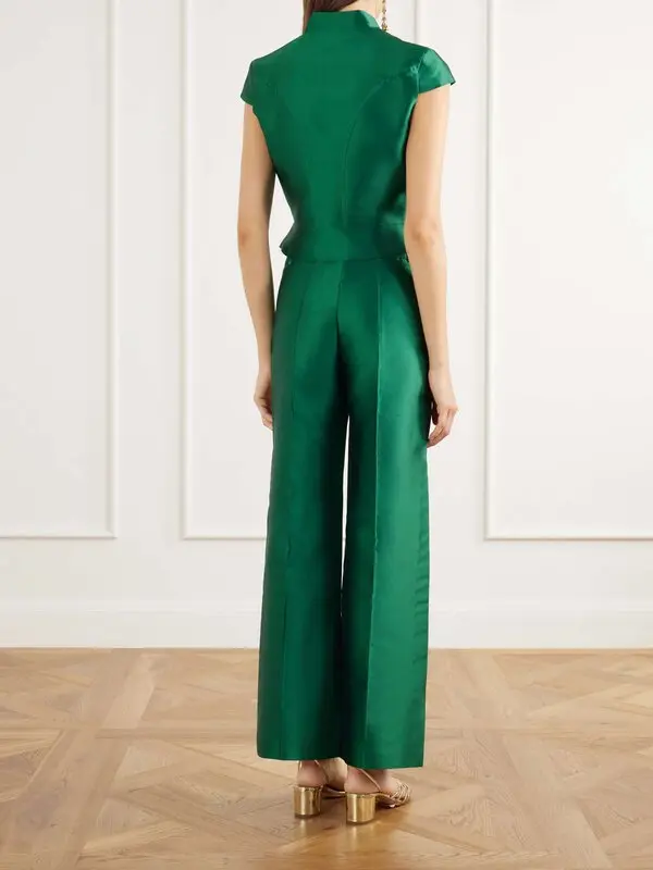 DESTREE Amoako Peplum Paneled Taffeta Blouse