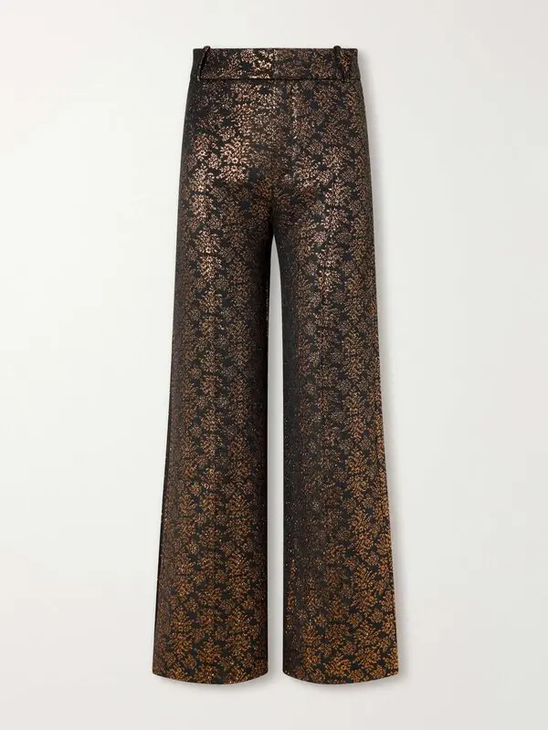 DESTREE Yoshitomo Pintucked Brocade Straight-leg Pants