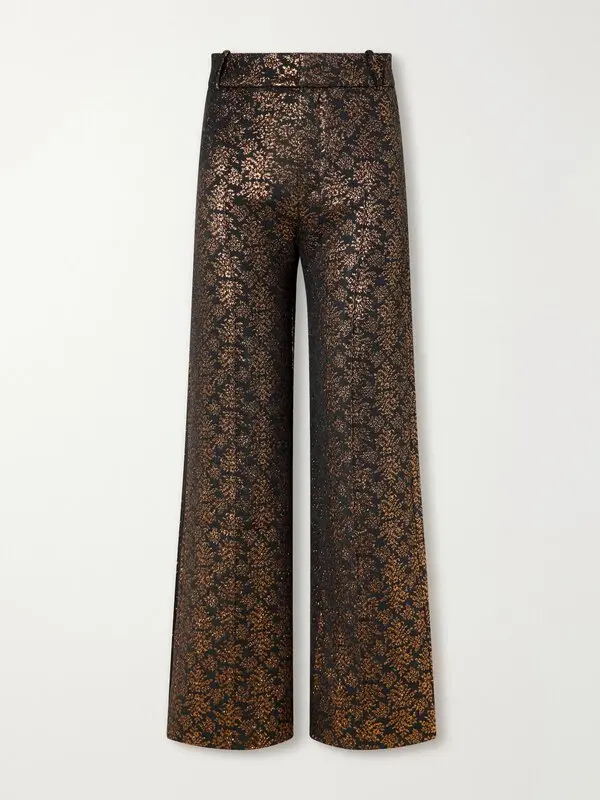 DESTREE Yoshitomo Pintucked Brocade Straight-leg Pants - Multi