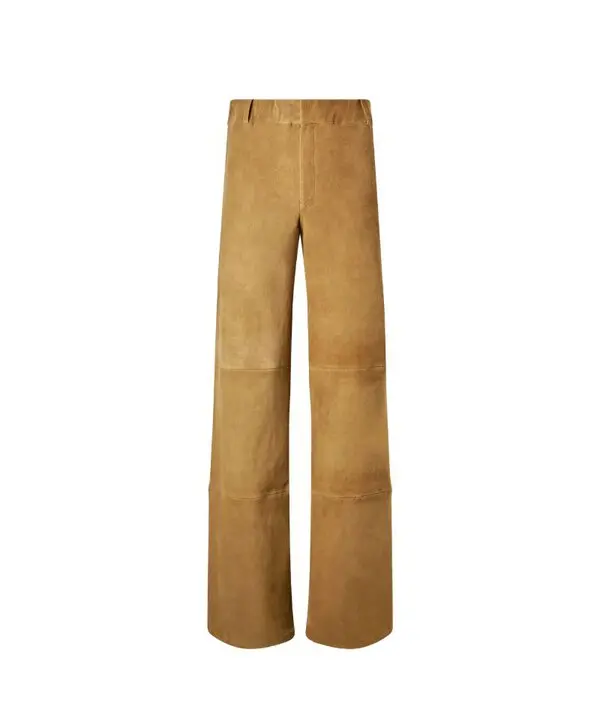 ARMA Marina Paneled Stretch Suede Wide-leg Pants - Brown