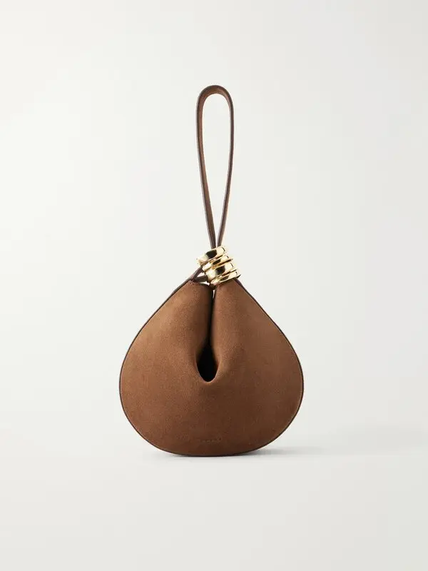 AMANU The Zambia Stacked Ring Suede Top-handle Bag - Brown