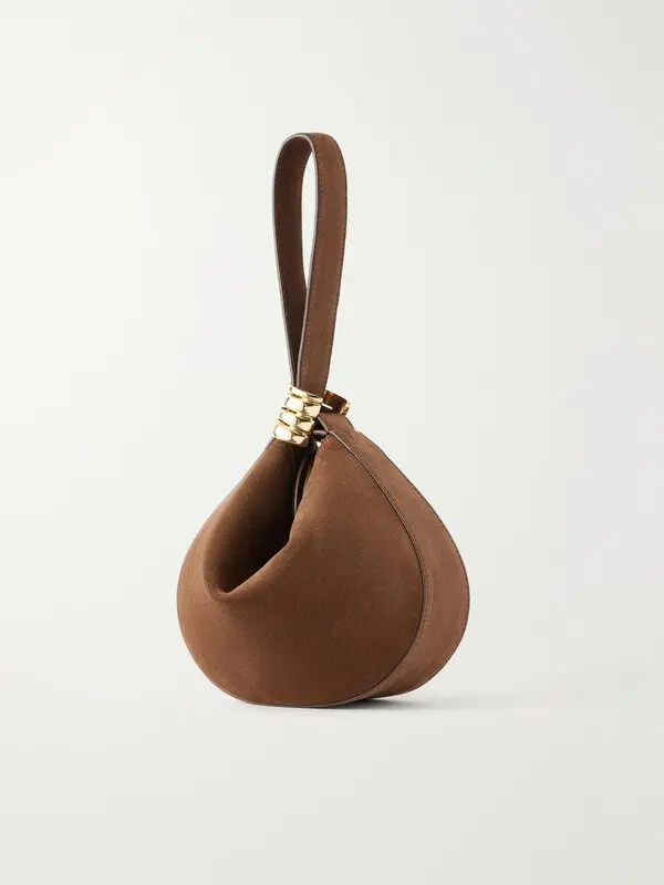 AMANU The Zambia Stacked Ring Suede Top-handle Bag - Brown