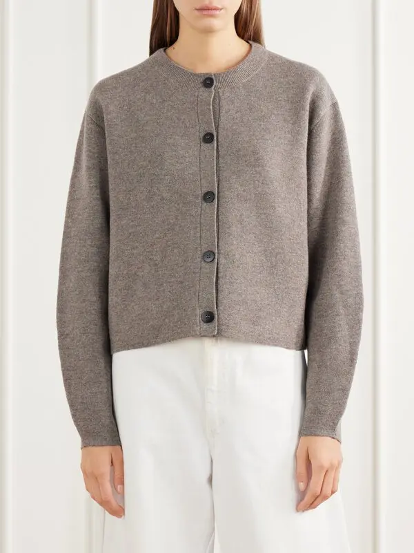 B Sides Cropped Wool And Cashmere-blend Cardigan - Gray