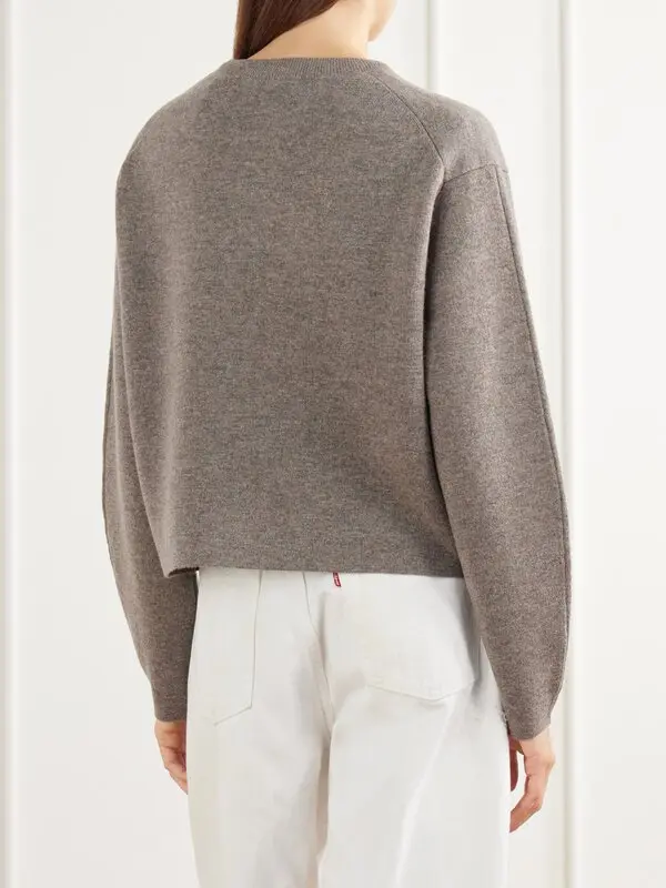 B Sides Cropped Wool And Cashmere-blend Cardigan - Gray