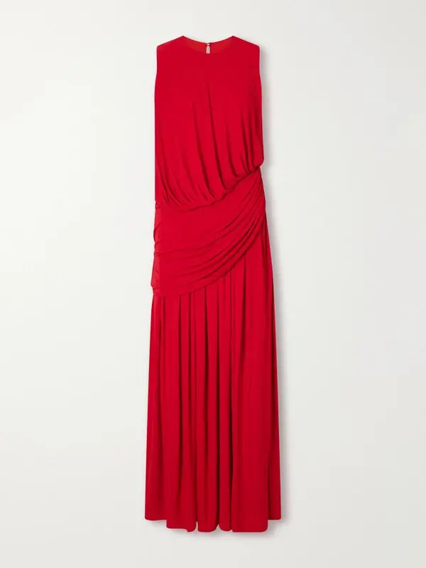 ABADIA Mila Draped Gathered Stretch-jersey Gown