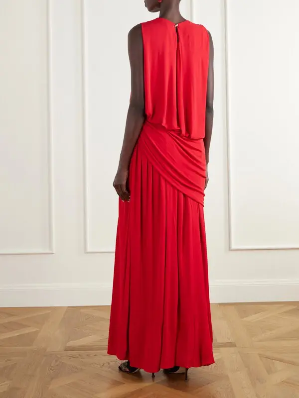 ABADIA Mila Draped Gathered Stretch-jersey Gown