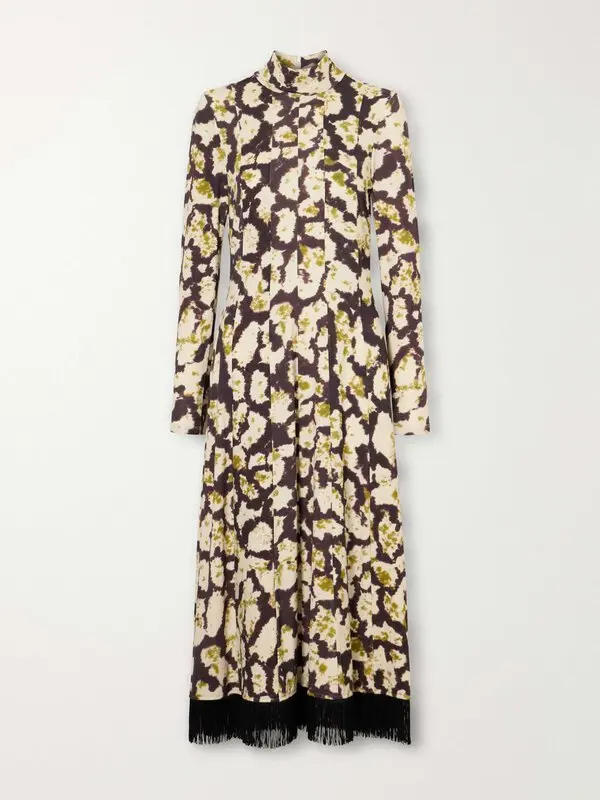 Cara Cara Troy Floral-print Fringe-trimmed Cotton-blend Midi Dress - Multi