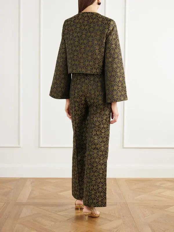 DESTREE Ruby Cropped Floral-jacquard Cotton-blend Twill Jacket