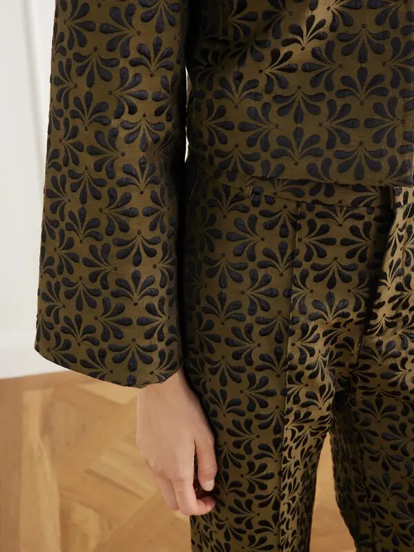 DESTREE Ruby Cropped Floral-jacquard Cotton-blend Twill Jacket