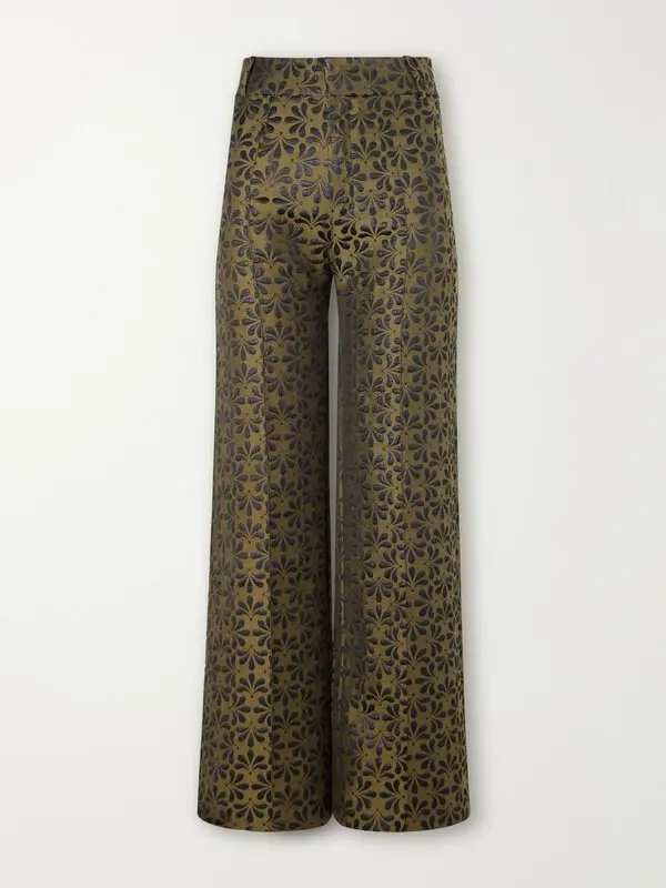 DESTREE Yoshitomo Pintucked Floral-jacquard Wide-leg Pants - Multi