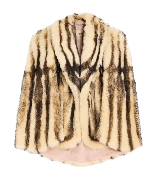 Valentino Garavani Fur Striped Oversized Cape