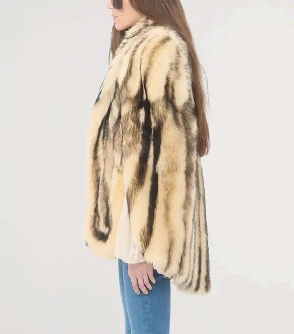 Valentino Garavani Fur Striped Oversized Cape