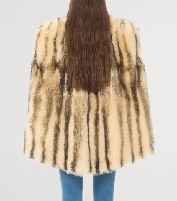 Valentino Garavani Fur Striped Oversized Cape