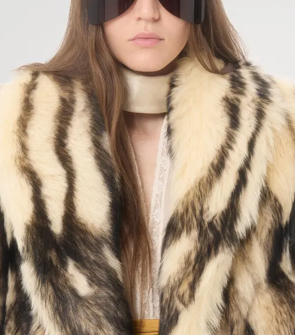 Valentino Garavani Fur Striped Oversized Cape