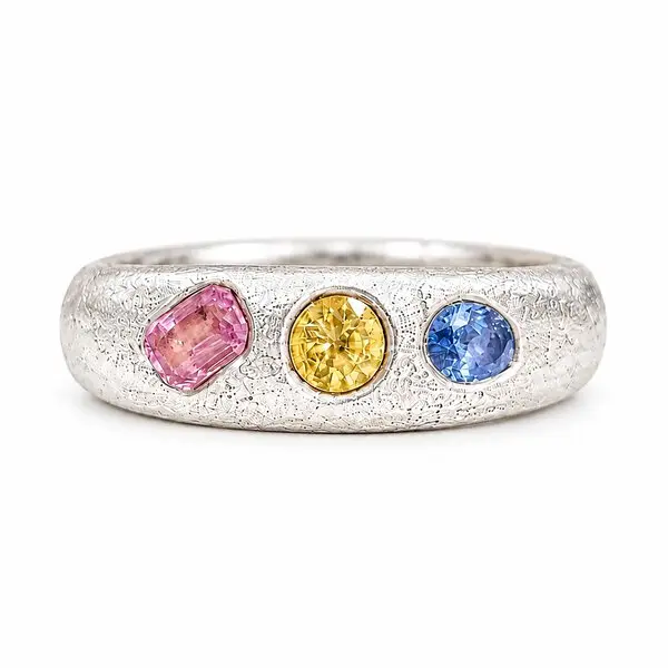 ZOE ALEXANDRIA JEWELLERY Dome Ring Blue, Yellow, Pink Sapphire