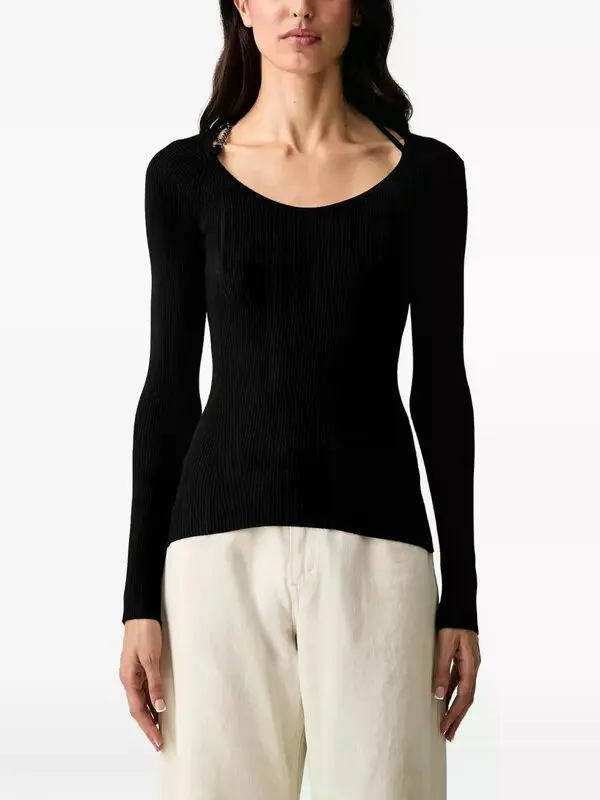 Guess Logo-lettering Ribbed-knit Sweater - Black