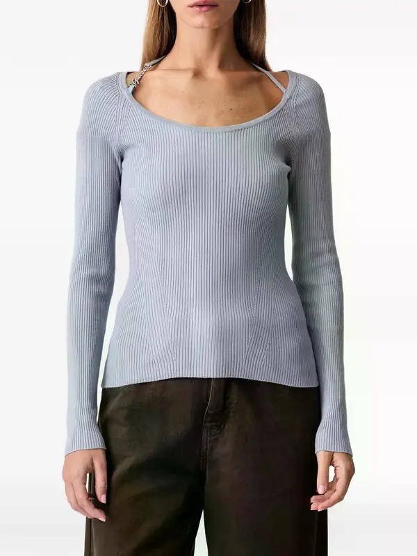 Guess Ribbed-knit Logo-plaque Sweater