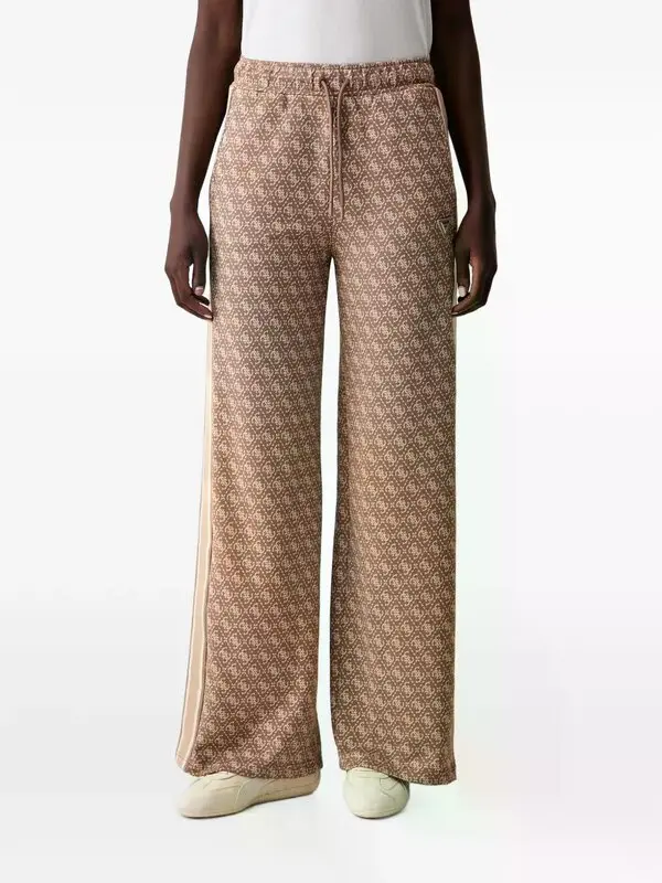 Guess Monogram-print Wide-leg Track Pants
