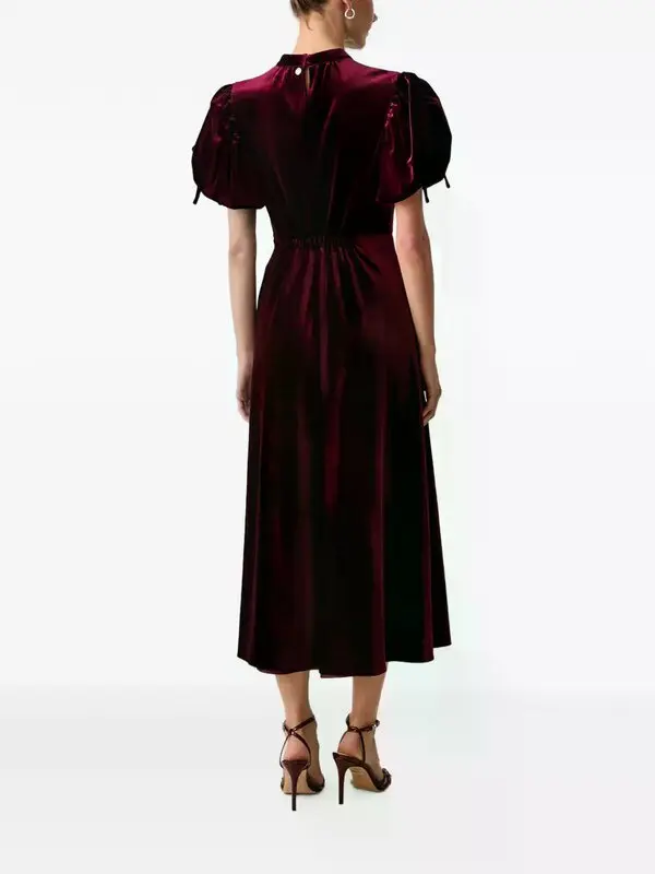 SILVIAN HEACH Velvet Puff-sleeve Midi Dress
