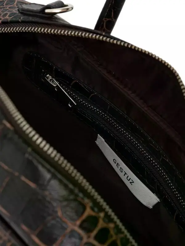 GESTUZ Croc-effect Leather Tote Bag