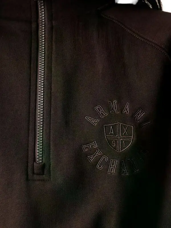Armani Exchange Logo-embroidered Quarter-zip Mini Dress
