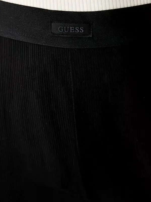 Guess Ribbed-knit Logo-patch Leggings