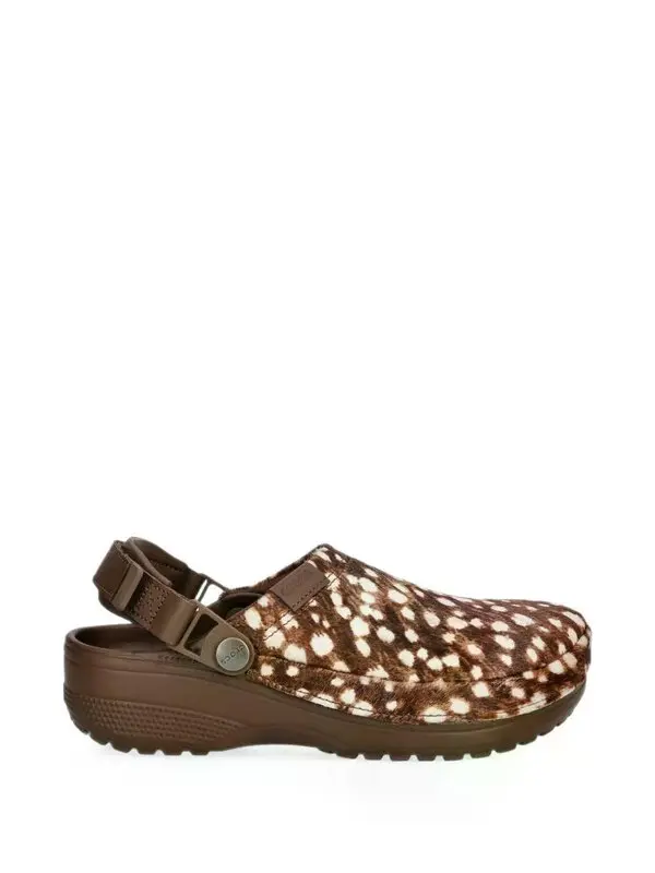 CROCS Fawn-print Touch-strap Slides