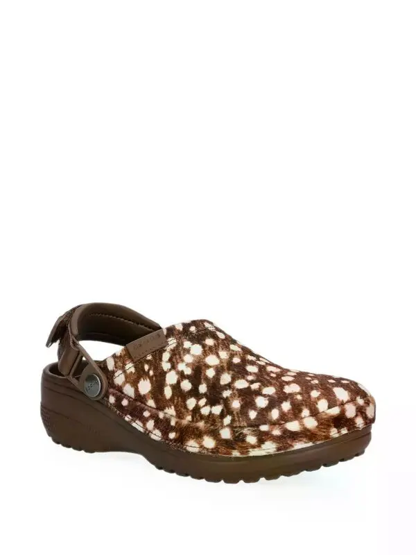 CROCS Fawn-print Touch-strap Slides