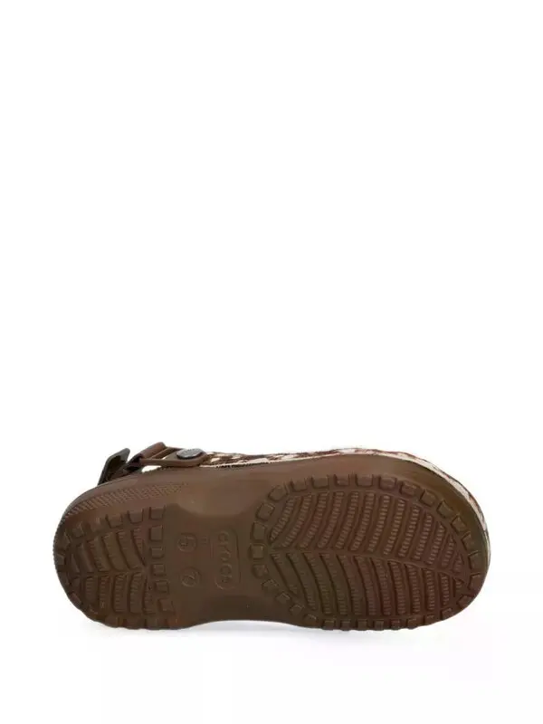CROCS Fawn-print Touch-strap Slides