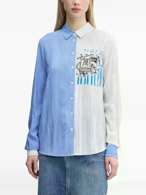 Desigual Perfect Ride Stripe-print Graphic-print Shirt