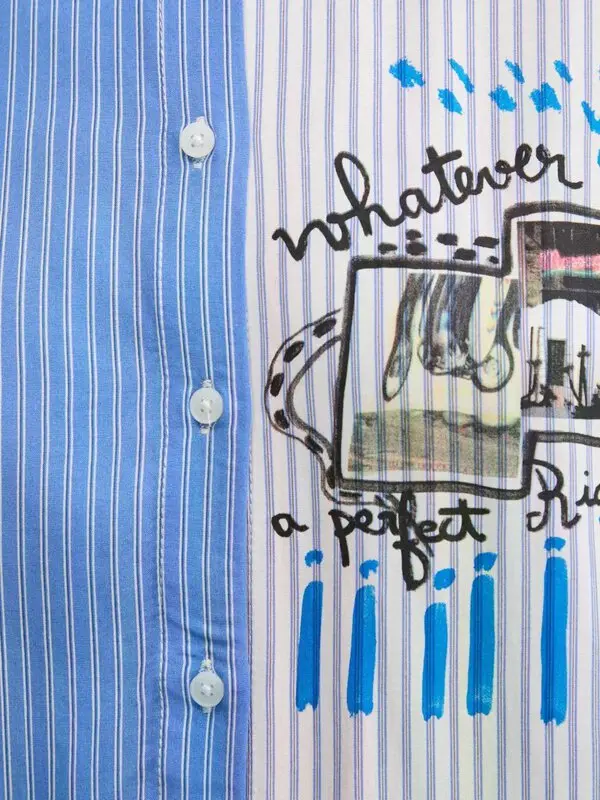 Desigual Perfect Ride Stripe-print Graphic-print Shirt