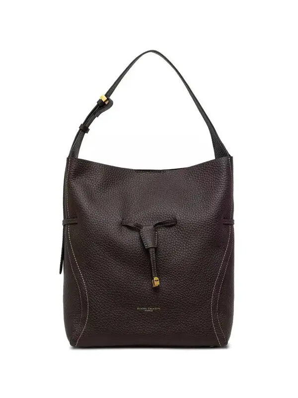 GIANNI CHIARINI Sienna Grained-leather Drawstring Shoulder Bag - Brown